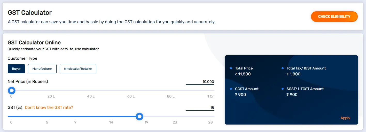 GST Calculator | Calculate Goods & Services Tax | Start Calculator