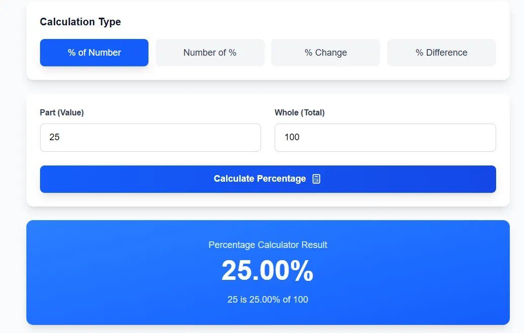 Percentage Calculator | Free Online Math Percentage Tool