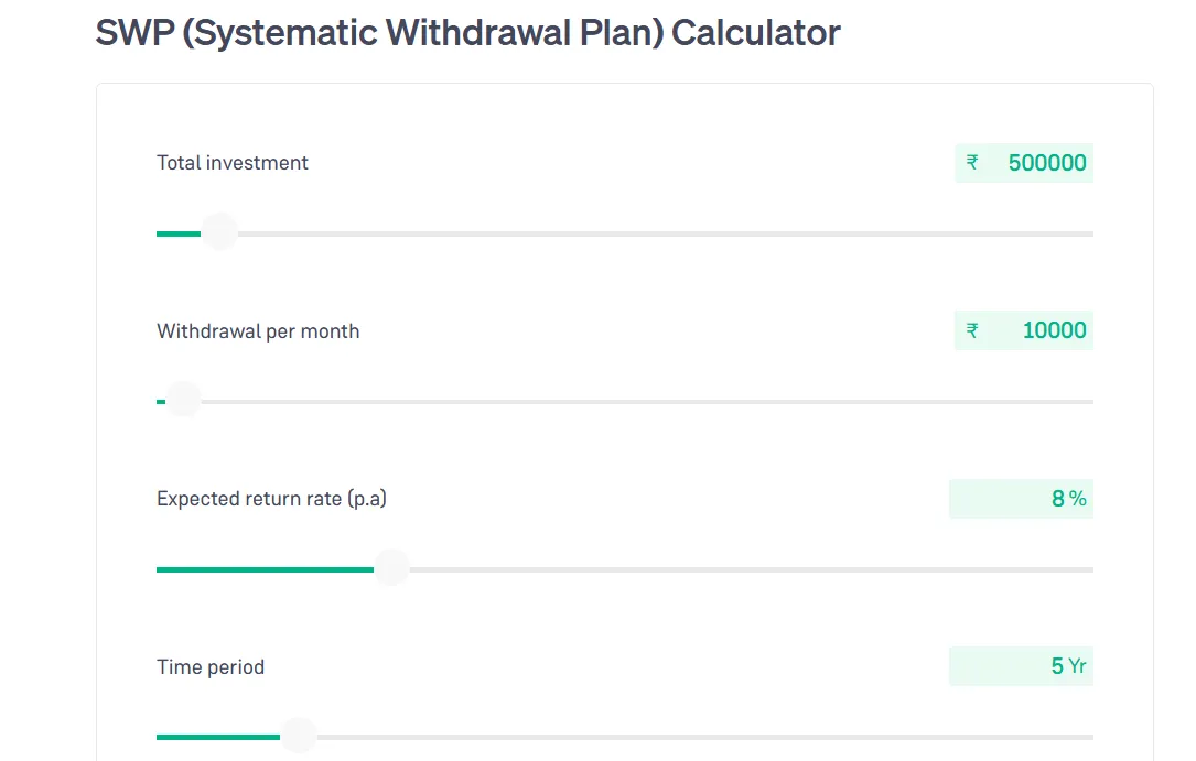 SWP Calculator | Systematic Withdrawal Plan Tool for Retirement